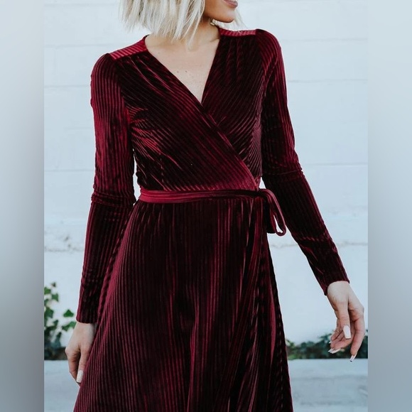 Baltic Born | Dresses | Baltic Born Jada Ribbed Velvet Wrap Long Sleeve ...